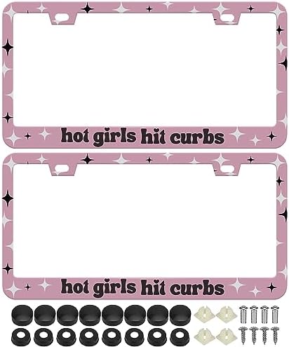Amazon.com: 2Pcs Hot Girls Hit Curbs! License Plate Frames Cover ...