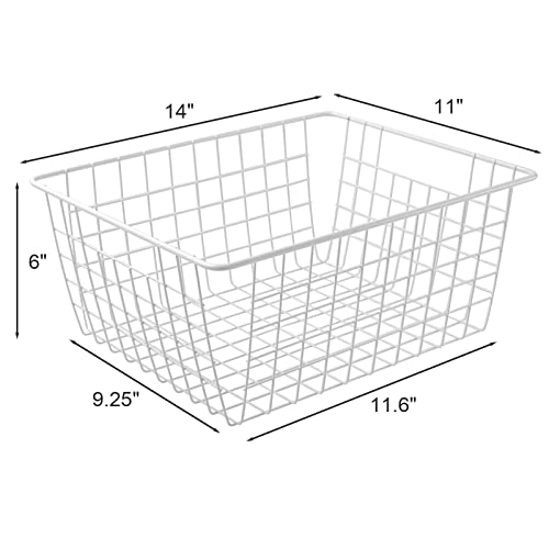 Snapklik.com : 14 Upright Freezer Storage Baskets, White Wire Storage ...