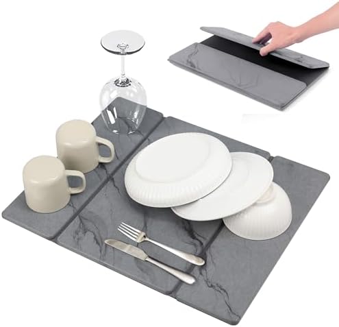 Amazon.com: Large Stone Dish Drying Mat For Kitchen Counter, 24 x 16 ...