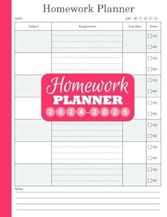 homework planner 2024-2025: Undated daily assignments notebook for ...