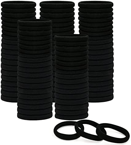 Amazon.com : SIFFOI Soft Hair Ties, Black Cotton Seamless Hair Tie with ...