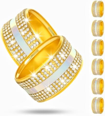 Amazon.com: Silver Diamond Glod Napkin Rings Set, Rhinestone Napkin ...