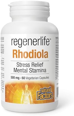 Natural Factors Regenerlife Rhodiola Rosea 500mg, HIGH POTENCY, 60 ...