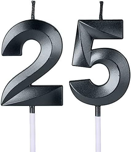 Amazon.com: Black 25th Birthday Candle, Number 25 Years Old Candles ...