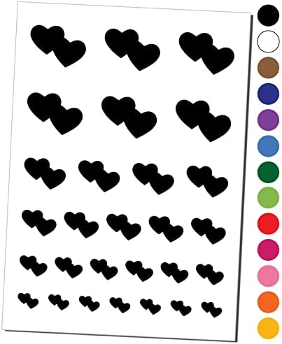 Amazon.com : Double Heart Symbol Temporary Tattoo Water Resistant Fake ...