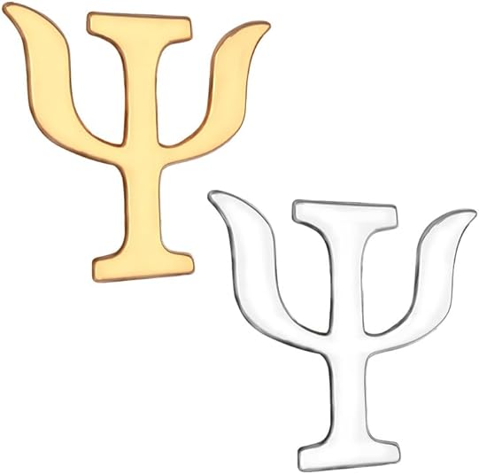Amazon.com: 2-Set Psi Symbol of Psychology Golden Silver Brooch Pin for ...