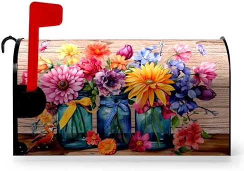 Amazon.com: Texupday Abstract Colorful Floral Mailbox Cover with ...