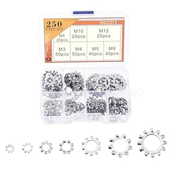 Amazon.com: DGZZI 250PCS 7 Sizes Silver 304 Stainless Steel External ...