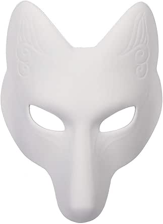 Amazon.com: NewL Halloween Fox Mask DIY Unpainted Mask White Blank Face ...