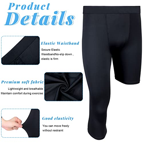 2 Packs Men's Football 3/4 One Leg Compression Tights Unisex Leggings ...