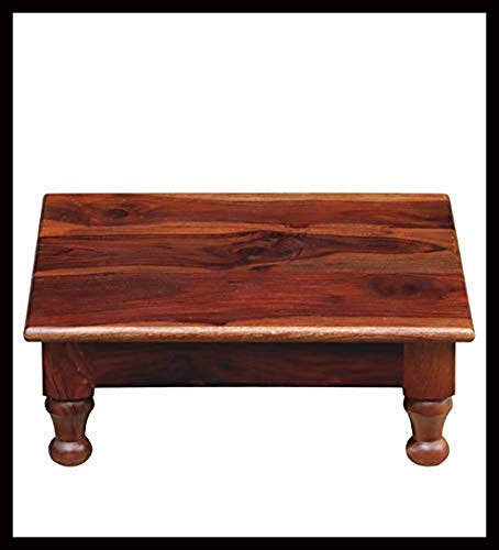 Nikunj Wooden Art Solid Wood Chowki for Home | Decorative Seating Pooja ...