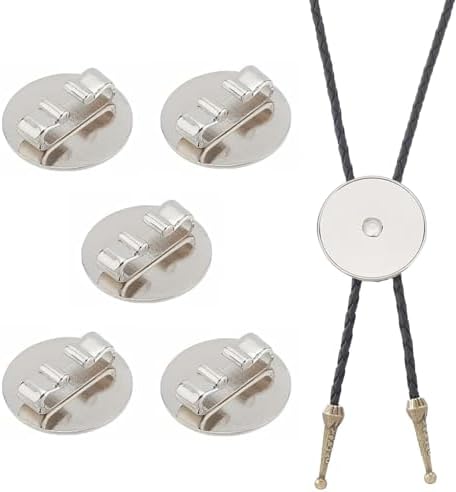 Amazon.com: KMYZQDV 5PCS Bolo Tie Clasp Slide Clip Blanks Silver Round ...