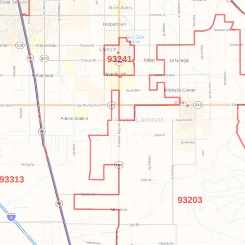 Kern County Zip Code Map