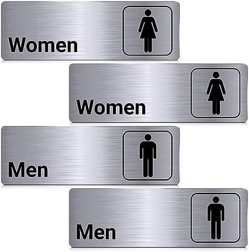 Amazon.com : Brushed Aluminum Restroom Signs, Men and Women Modern ...
