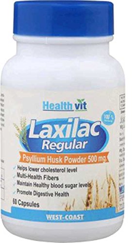 Healthvit Laxilac Regular Psyllium Husk Powder 500 mg - 60 Capsules ...