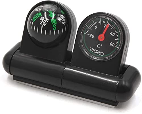 Buy EuisdanAA Black Plastic Compass Thermometer Ball Dashboard for Car ...