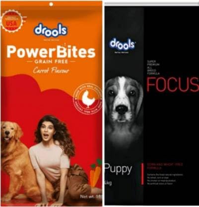 Drools drools Focus Puppy 4kg + Power Bites Flavor - Carrot Chicken 4.2 ...
