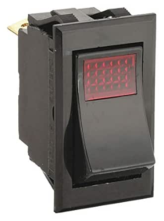Carling Technologies Lighted Rocker Switch, SPST, 3 Connections, Black ...