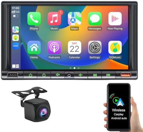 Amazon.com: PLZ 7" Wireless Double Din Car Stereo Apple Car Play Radio ...