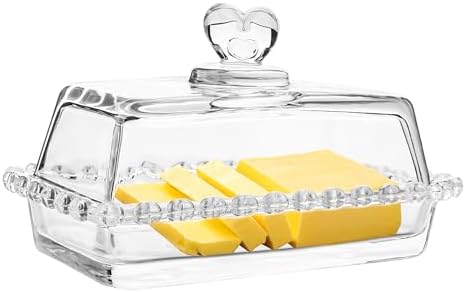 JoyJolt Clear Glass Butter Dish with Lid - Fancy Butter Stick Holder ...