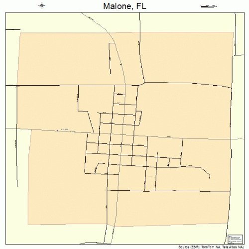 Large Street & Road Map of Malone, Florida FL - Printed poster size ...