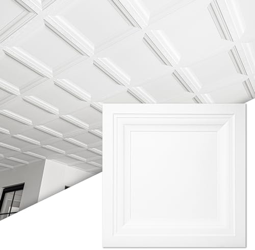 Amazon.com: Styrofoam Glue Up Ceiling Tiles White 20x20 R24W Zeta Pack ...