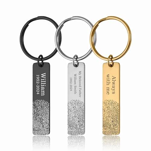 Amazon.com: Memorial Thumbprint Keyring, Actual Fingerprint Keychain ...