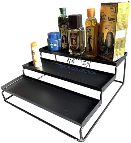 12FOR COLLECTION Kitchen 3-Tier Step Standing Rack Kitchen Spice Bottle ...
