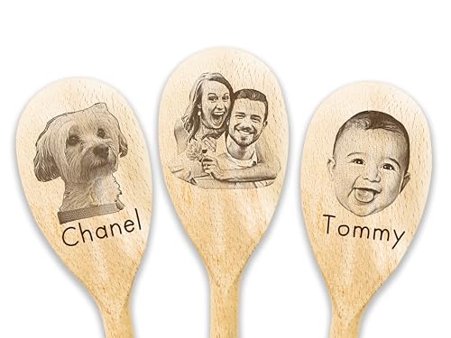 Amazon.com: Face on Spoon Engraved Photo on Wooden Spoon Your Name on ...