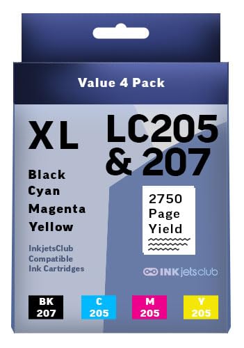 Amazon.com: INKjetsclub Compatible with Brother LC205 / LC 207 High ...