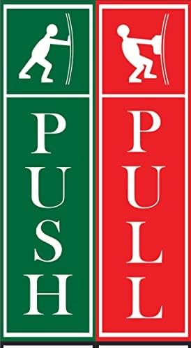 Push Pull Metal Sign Stickers Self Adhesive Stainless Steel Push & Pull ...