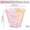 Amazon.com: Ciaell 300PCS Clear Pink Plastic Cups - 9 Oz Heavy Duty ...