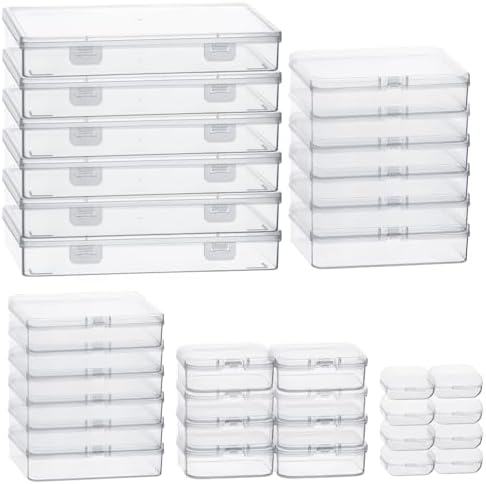 RETON 36Pcs Mixed Sizes Plastic Rectangular Clear Organizer Storage Box ...
