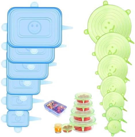12PCS Silicone Lids Food Covers,6 Different Sizes Silicone Stretch Lids ...