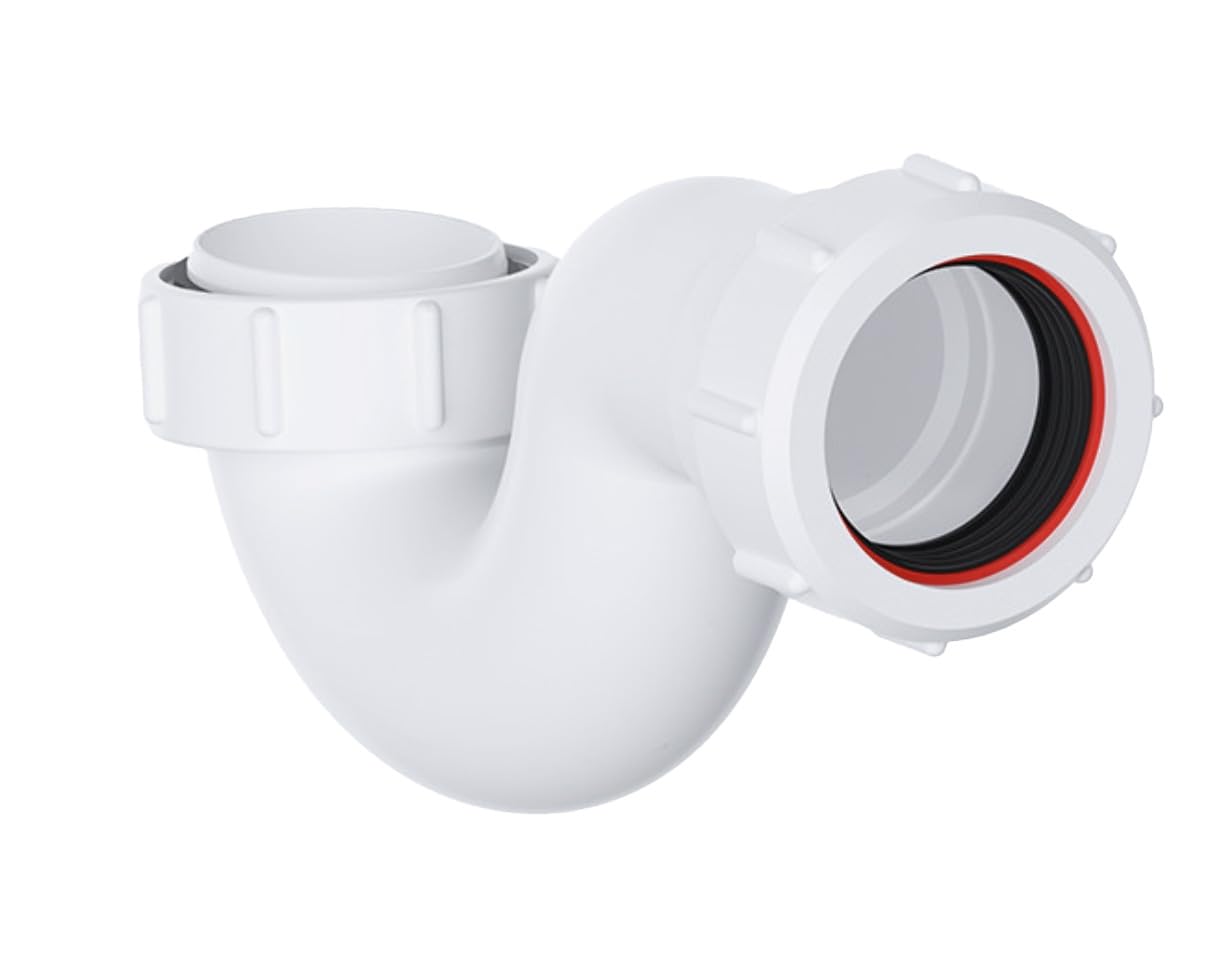 Shallow P Trap 40mm (1.1/2 Inch) Bath Trap/Shower Trap with Universal ...