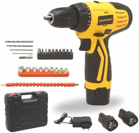 IZOM 12v Cordless Drill Set(Set of 38 in Blow Mould Case,Blue) : Amazon ...