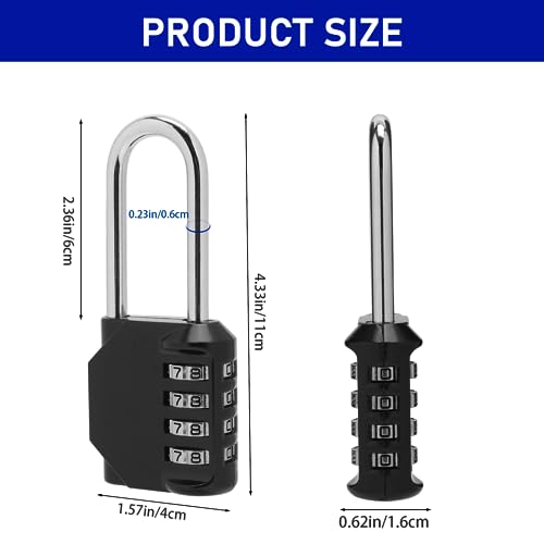 2 Pack Metal Combination Padlock 4 Digit Code Padlocks Weatherproof ...