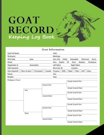Amazon.com: Goat Record Keeping Log Book: Goat Owner Breeding & Kidding ...