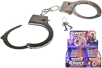 Metal Hand Cuffs / Handcuffs, Fancy Dress Police Accessory, SWAT, FBI ...