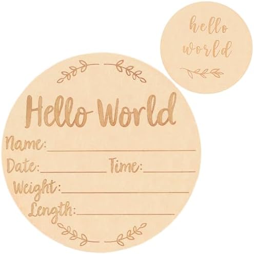 Amazon.com: Wooden Baby Announcement Sign, 5.9Inches Hello World ...