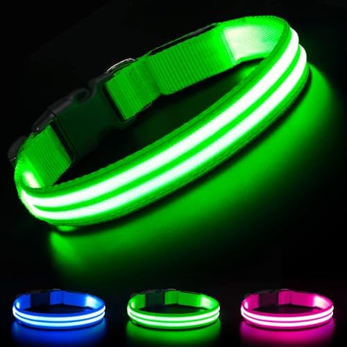 HIGO Light Up Dog Collar, USB Rechargeable LED Dog Collar Glow in The ...