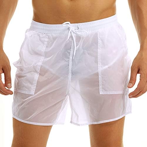 ACSUSS Men's Mesh Sheer See Through Boxers Shorts Drawstring Swim ...