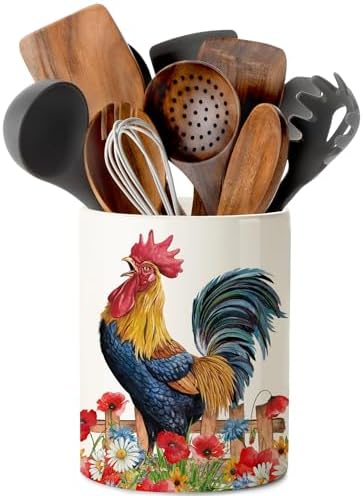 Amazon.com: pinata Rooster Kitchen Decor Ceramic Utensil Holder,Cute ...
