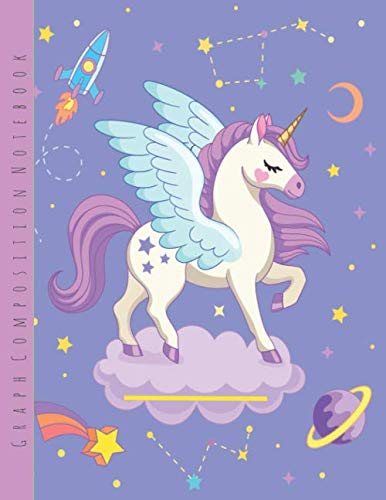 Unicorn Graph Paper Notebook For Kids: Large 1/2 Inch Squares - Perfect ...