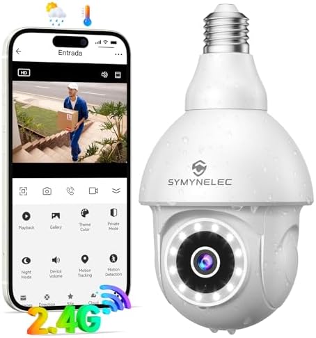 Amazon.com : SYMYNELEC Light Bulb Security Camera Outdoor Waterproof 2 ...
