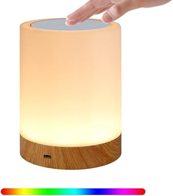 Small LED Wood Table Lamp, Bedroom Bedside Night Light, Dimmable Led ...