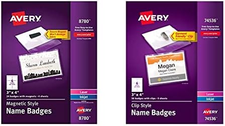Amazon.com : Avery Customizable Magnetic Name Badges, 3" x 4", White ...
