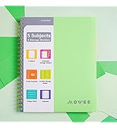 Amazon.com : MOWEE Spiral Notebook - 5 Subject Notebook, College Ruled ...