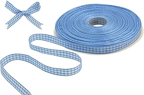 Amazon.com: Blue Gingham Ribbon Light Blue Ribbon for Hair Blue and ...