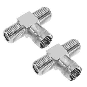 2PCS Male F-Type Connector to 2 Way F-Type Female Y Splitter Antenna ...